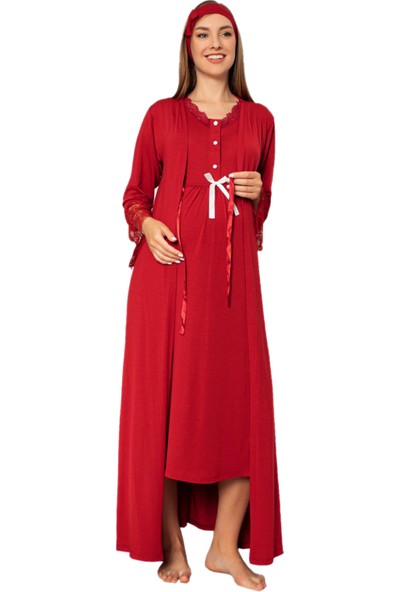 Hayal Sepeti Bordo Renk Lohusa Gecelik Takım Hayal Sepeti JNK-48146 Sabahlıklı 2 Li Hamile Geceliği Hayal Sepeti Bordo Renk Lohusa Gecelik Takım Hayal Sepeti JNK-48146 Sabahlıklı 2 Li Hamile Geceliği