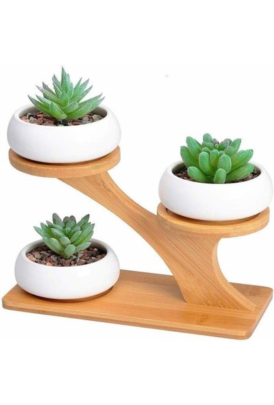 Galeriist Ahşap Dekoratif Mini Saksı Çiçek Standı