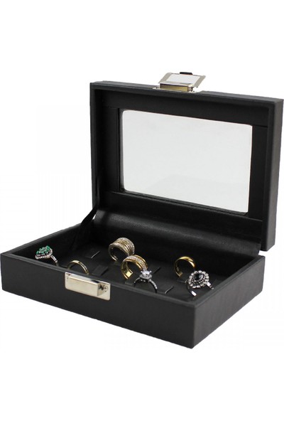 Entina Camlı Deri Yüzük Kutusu/tablası Siyah Entina Camlı Deri Yüzük Kutusu/tablası Siyah