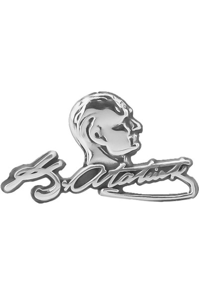 Takılingo Mustafa Kemal Atatürk Imzalı ve Silueti 925 Ayar Gümüş Yaka Rozet