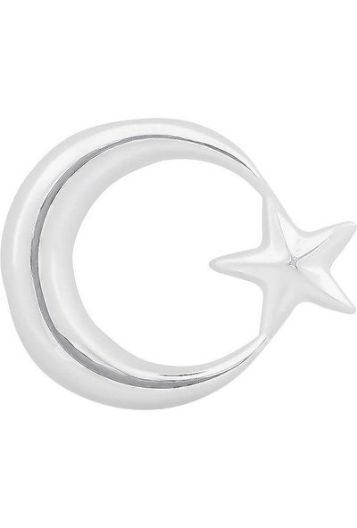 Takılingo 925 Ayar Gümüş Sade Ayyıldız Yaka Rozeti