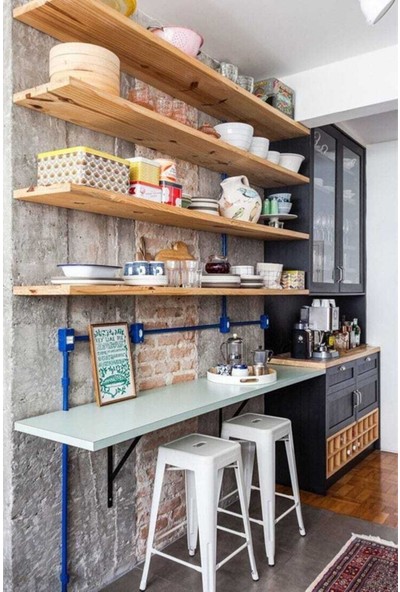 Karadeniz Pazarlama 'tekli' Ahşap Duvar Rafı - Gizli Bağlantılı Duvara Monte 100 x 20 cm cm