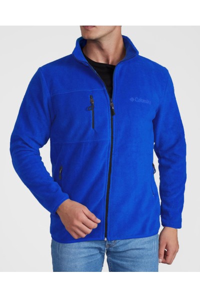 Columbia Koyu Saks Renk Tam Fermuarlı Slim Fit Erkek Polar