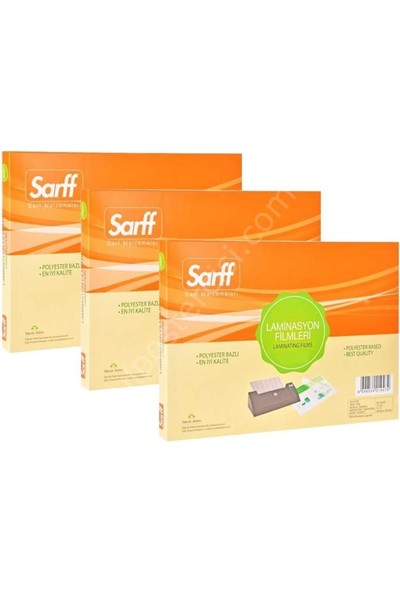 Sarff 125 Micron Mat A3 426X303 mm Laminasyon Filmi Şeffaf 100 Adet Sarff 125 Micron Mat A3 426X303 mm Laminasyon Filmi Şeffaf 100 Adet
