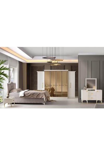 Viento Mobilya Truva Aynalı ve Kapaklı %100 Mdf Yatak Odası Takımı