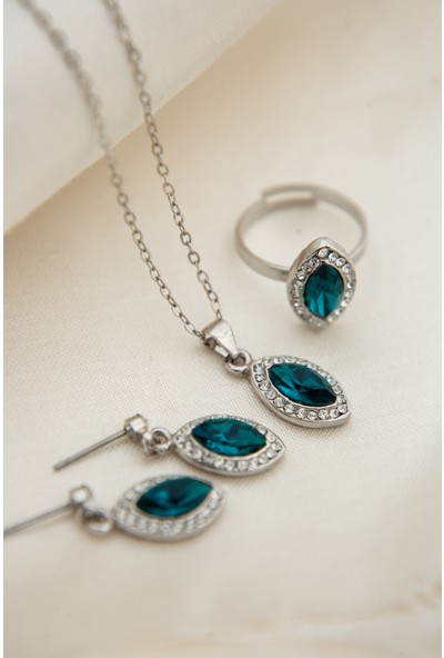 Elika Bijoux Kadın Taşlı Otantik Model Üçlü Set Elika Bijoux Kadın Taşlı Otantik Model Üçlü Set