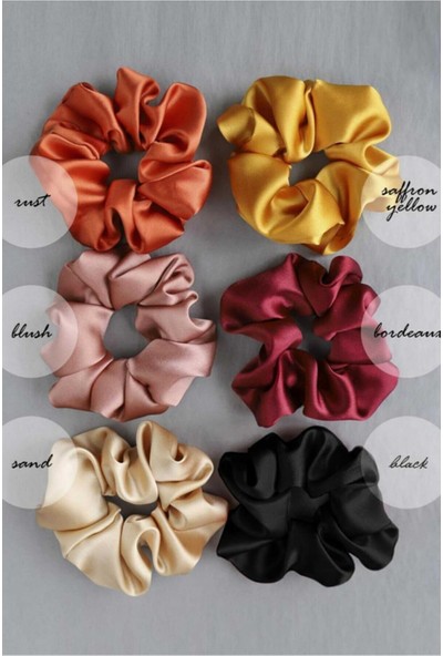 H&E Design Kadın 6 'lı Saten Saç Lastik Toka Seti