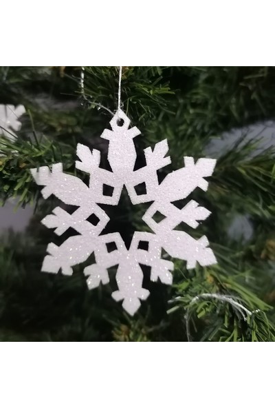 Leylaser Beyaz Kar Tanesi Simli Eva Ağaç ve Hediye Süsü 8X8CM 12 Li Leylaser Beyaz Kar Tanesi Simli Eva Ağaç ve Hediye Süsü 8X8CM 12 Li