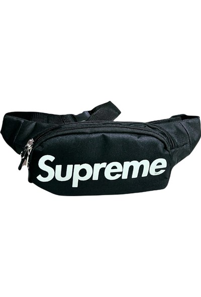 Supreme Siyah Çapraz Bel ve Boyun Çantası 35X13 cm