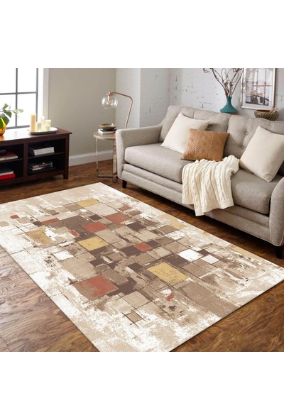 Modern Eskitme Bloklar 3D Desenli Dijital Baskılı Lastikli Halı Örtüsü Modern Eskitme Bloklar 3D Desenli Dijital Baskılı Lastikli Halı Örtüsü