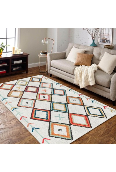 Geometri Kilim 3D Desenli Dijital Baskılı Halı Örtüsü
