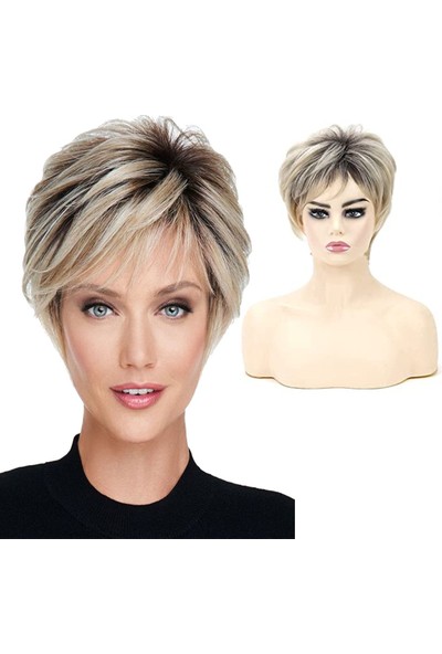 Kısa Düz Ombre Sarışın Peruk Kadınlar Içın Patlama ile Sentetik Doğal Saç Peruk Koyu Kökler Isıya Dayanıklı Peruk Kısa Düz Ombre Sarışın Peruk Kadınlar Içın Patlama ile Sentetik Doğal Saç Peruk Koyu Kökler Isıya Dayanıklı Peruk