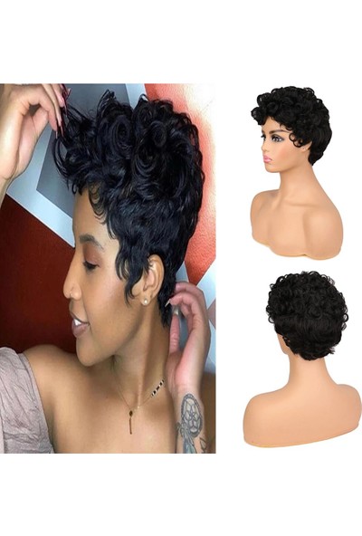 Kısa Kinky Kıvırcık Peruk Bob Pixie Cut Sentetik Doğal Saç Peruk Kadınlar Içın Patlama ile Isıya Dayanıklı Peruk Lük Kullanım Kısa Kinky Kıvırcık Peruk Bob Pixie Cut Sentetik Doğal Saç Peruk Kadınlar Içın Patlama ile Isıya Dayanıklı Peruk Lük Kullanım