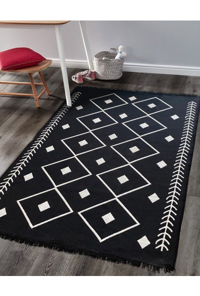 Marka Dekor Cotton Siyah-Beyaz Çift Taraflı Yıkanabilir Naturel Pamuk Kilim 005 Marka Dekor Cotton Siyah-Beyaz Çift Taraflı Yıkanabilir Naturel Pamuk Kilim 005