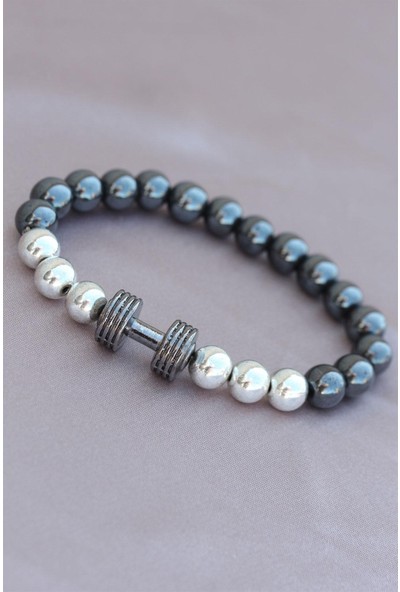 Clariss Dambıl Detaylı Füme Doğal Taş Tasarımlı Erkek Bileklik