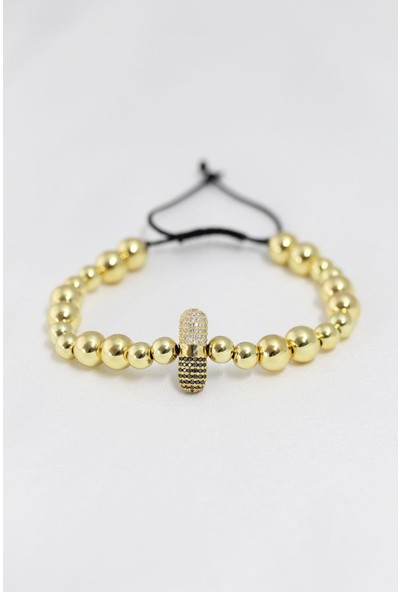 Clariss Gold Renk Çelik Zirkon Objeli Asansörlü Bileklik