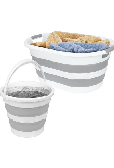 Meleni Home 2'li Set 40 Lt Katlanabilir Çamaşır Sepeti Sele 12,8 Lt Katlanabilir Akordiyon Su Kovası Meleni Home 2'li Set 40 Lt Katlanabilir Çamaşır Sepeti Sele 12,8 Lt Katlanabilir Akordiyon Su Kovası