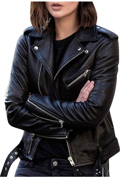 Chance Petcastle Kadın Kısa Siyah Ince Deri Ceket Xxl Beden (Yurt Dışından) Chance Petcastle Kadın Kısa Siyah Ince Deri Ceket Xxl Beden (Yurt Dışından)