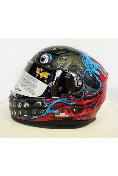 Sway Motosiklet Kaskı Mat Teeth Red 816 Aynalı Vizörlü Sway Motosiklet Kaskı Mat Teeth Red 816 Aynalı Vizörlü