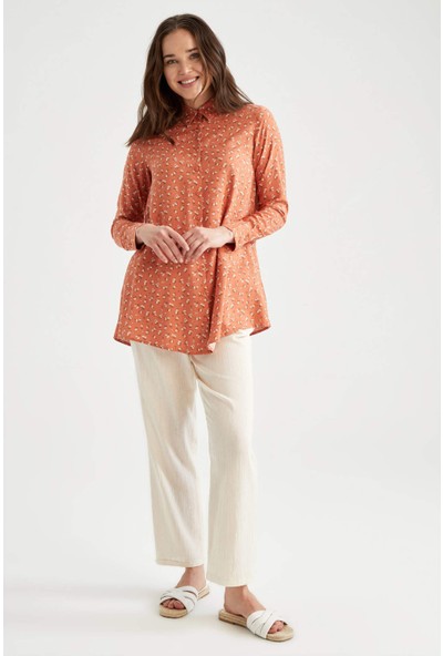 DeFacto Beli Bağcıklı Relax Fit Yüksek Bel Pantolon V8893AZ21HS