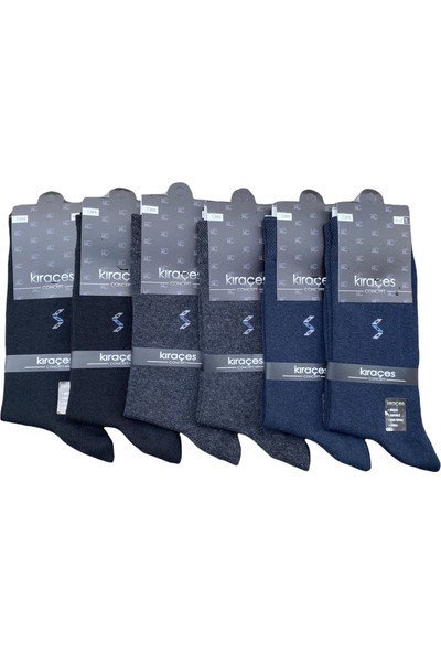 Kıraçes Erkek 12'li 4 Mevsim Asortili (Burun Dikişsizdir.) (6-Siyah-3-Lacivert-3-Antrasit) Çorap