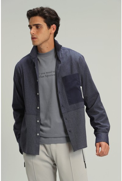 Lufian Otta Erkek Spor Gömlek Regular Fit Lacivert