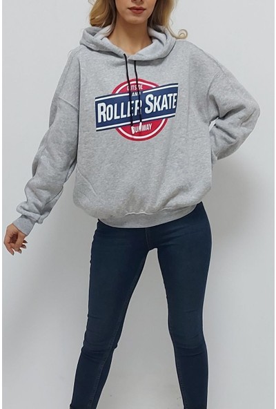 Bkmc Kapüşonlu Roller Skate Baskılı Içi Pamuk Sweatshirt