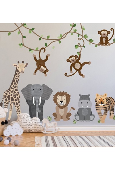 Kt Grup Karikatür Çizgisel Orman Hayvanları Duvar Sticker