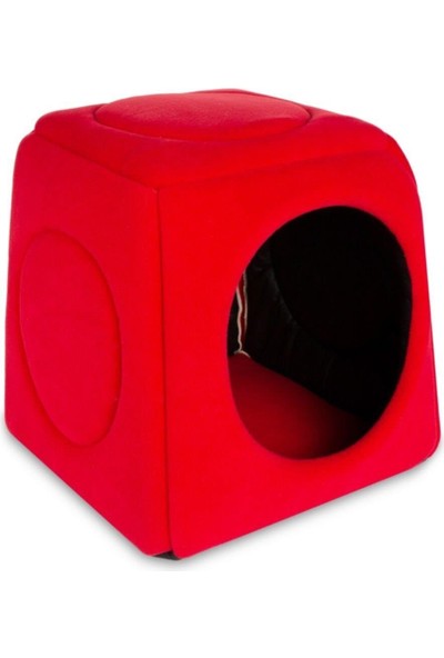 Bio Sand Biosand Yıkanabilir Üç Fonksiyonlu Kedi Yatağı Kırmızı 45 cm