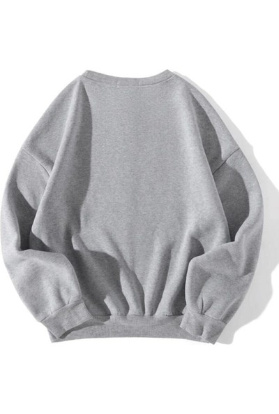 DEOCEPT Kadın Gri Oversize Palm Springs Baskılı Sweatshirt