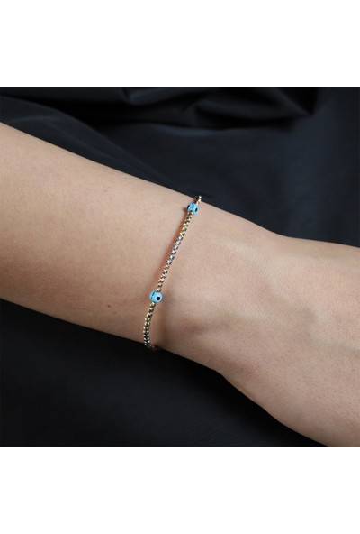 Ata Mücevherat Üç Renkli Nazar Boncuklu Bileklik