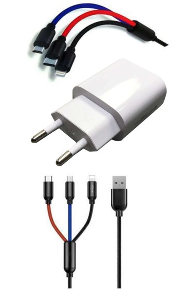 Royaleks Çoklu Hızlı Şarj Kablosu ve Hızlı Şarj Soketi Type-C Mikro Iphone Uyumlu 1.2 Metre 3A Royaleks Çoklu Hızlı Şarj Kablosu ve Hızlı Şarj Soketi Type-C Mikro Iphone Uyumlu 1.2 Metre 3A