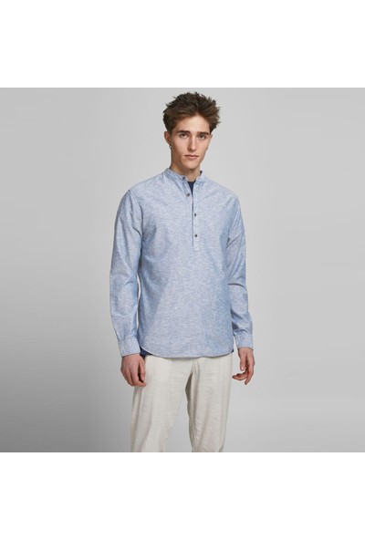 Jack & Jones Bla Summer Band Erkek Mavi Gömlek (12183320-FDM) Jack & Jones Bla Summer Band Erkek Mavi Gömlek (12183320-FDM)