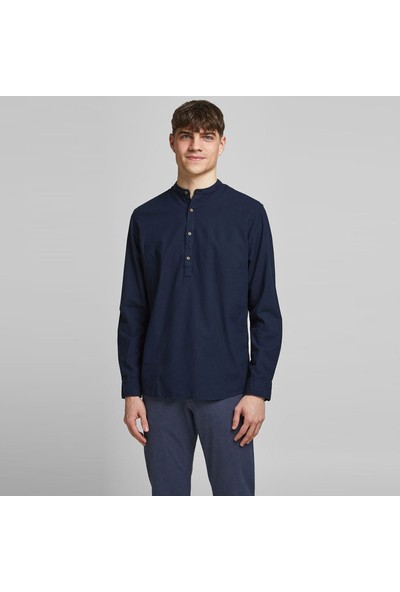 Jack & Jones Bla Summer Band Erkek Lacivert Gömlek (12183320-NBL) Jack & Jones Bla Summer Band Erkek Lacivert Gömlek (12183320-NBL)