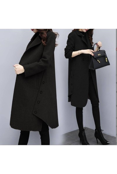 Incendio 2022 Ceket Kadın Rüzgarlık Kadın Astar Kadın Kore Tarzı Orta Uzunlukta Yün Ceket Kadın (Yurt Dışından)