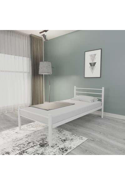 Evger Home K10 Beyaz Metal Karyola Tek Kişilik Yataksız Evger Home K10 Beyaz Metal Karyola Tek Kişilik Yataksız