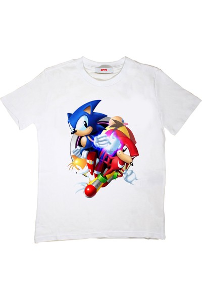TakeTshirt Sonic Çocuk Tişört Beyaz Unisex