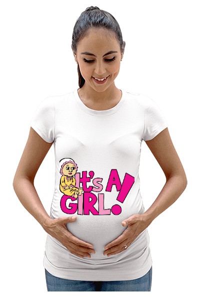 Tisho Hamile T-Shirtü - Its A Girl Yazılı Tişört Kadın Hamile Tişört