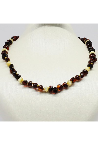 Tesbih Pasajı Orijinal Damla Kehribar Kahverengi Çocuk Kolyesi