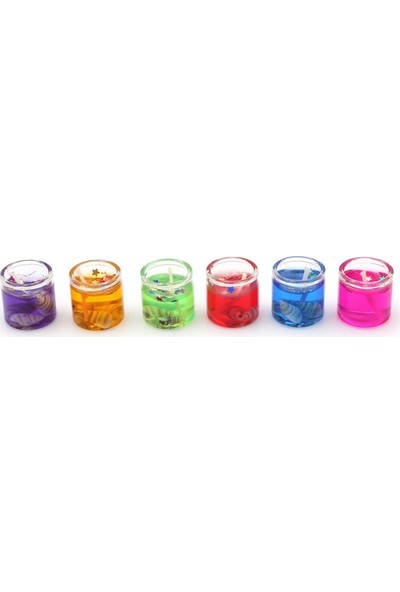 Fege Store 6'lı Renkli ve Dekoratif Silindir Cam Jel Mum
