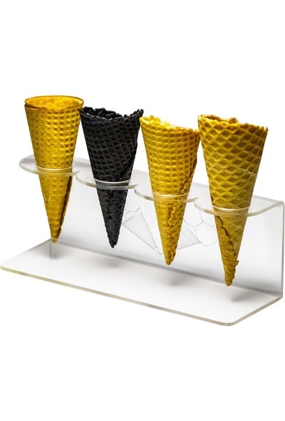 Pleksi Dondurma Külahlık 4 Gözlü 23*7*6 cm