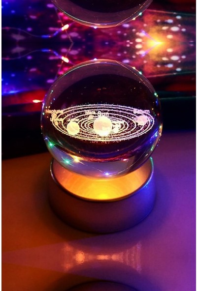 Mujgan Gezegen Cam Küre Işıklı 3D LED Işık Dekoratif Hediyelik Mujgan Gezegen Cam Küre Işıklı 3D LED Işık Dekoratif Hediyelik