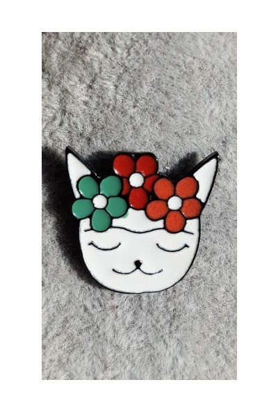 Tuna Takı & Aksesuar Çiçekli Kedi Rozet Model 2 Tuna Takı & Aksesuar Çiçekli Kedi Rozet Model 2