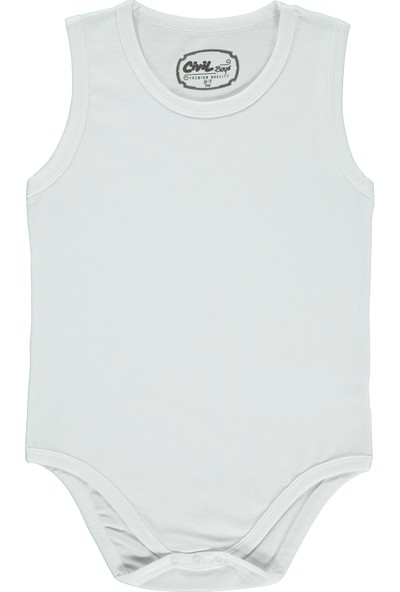 Civil Boys Erkek Çocuk Çıtçıtlı Badi 6-9 Yaş Beyaz