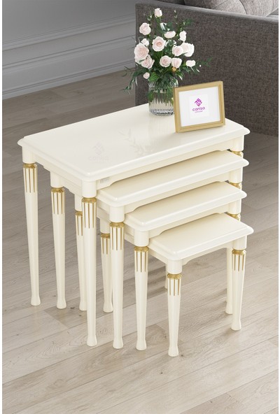 Canisa Concept Zeyra Serisi 1.sınıf Mdf ve Lake Boya Avangart 4'lü Zigon Sehpa Takımı