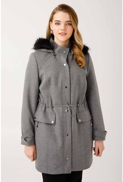 Ekol Kapüşonlu Uzun Kaşe Kaban