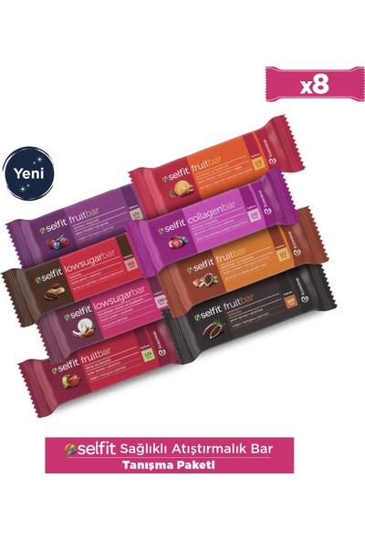 Eczacıbaşı Selfit Sağlıklı Atıştırmalık Bar Tanışma Paketi x 8 Adet-Glutensiz-Vegan-Katkısız
