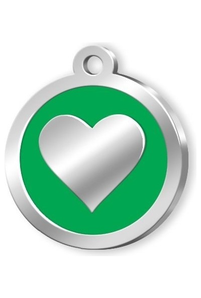 Pet Tag Art Mineli Seri Kalp Desenli Künye Yeşil
