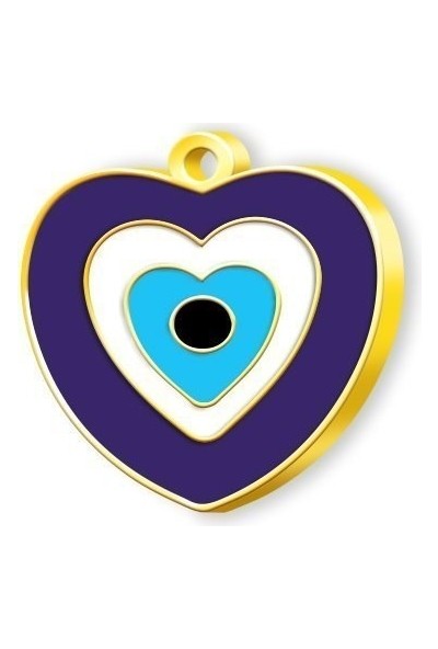 Pet Tag Art Altın Kaplama Nazar Boncuğu Büyük Künye - Mavi