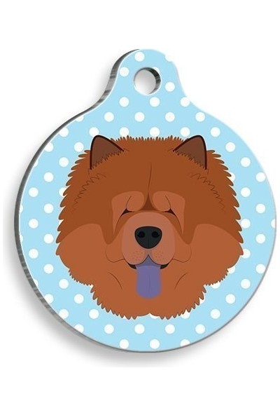 Pet Tag Art Mavi Puantiyeli Çov-Çov Yuvarlak Köpek Künyesi Small: 2,5 Cm.